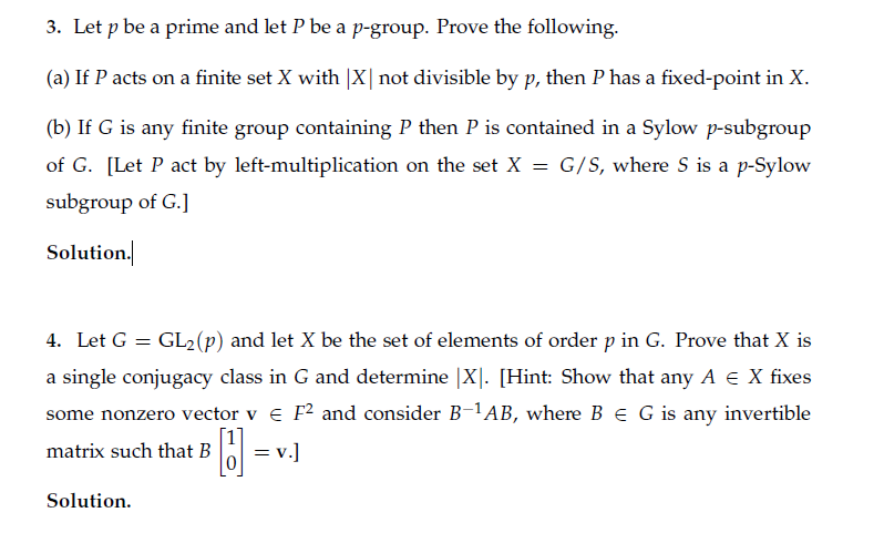 Solved 3. Let p be a prime and let P be a p-group. Prove the | Chegg.com