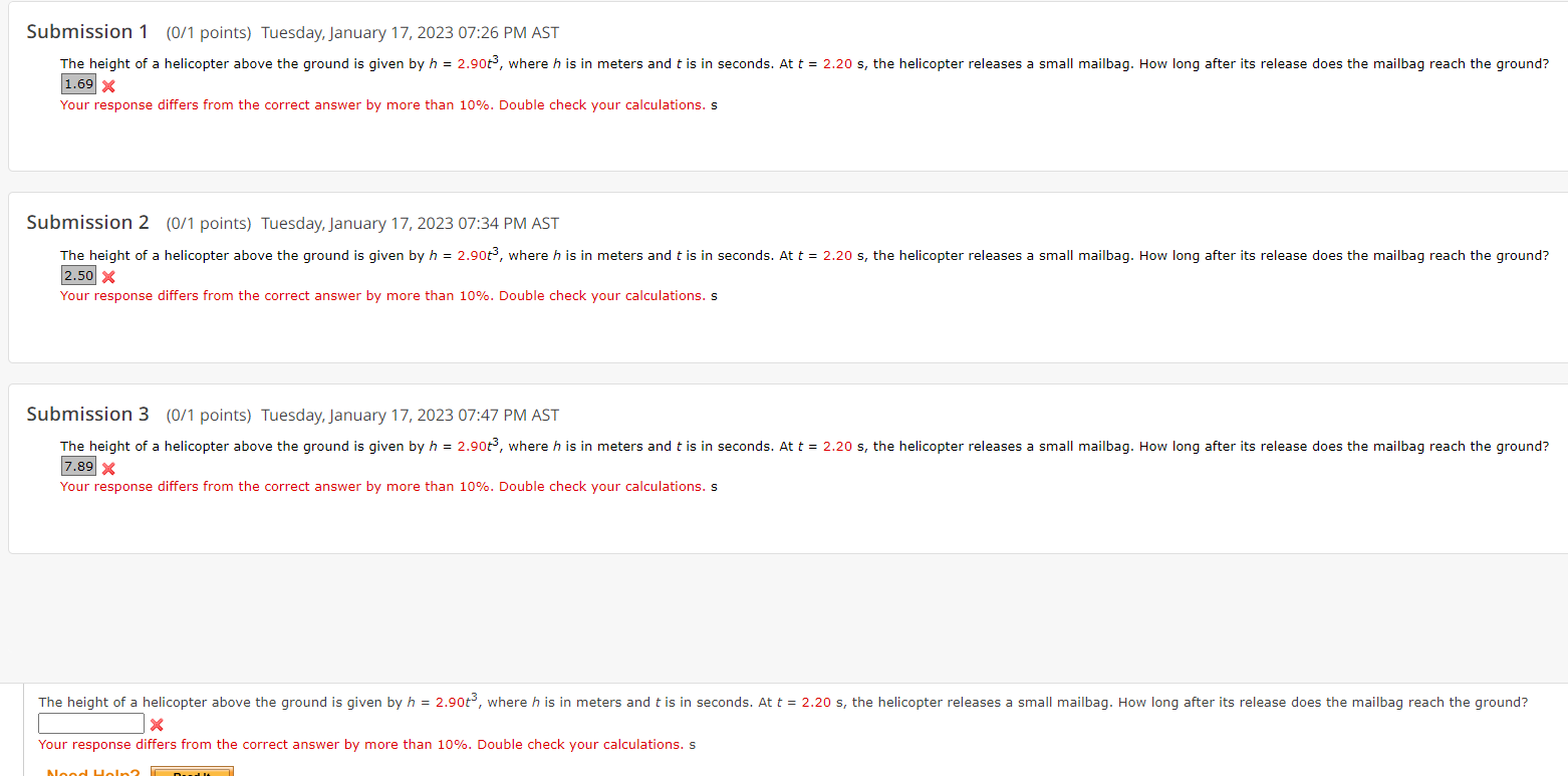 Solved Submission 1 (0/1 points) Tuesday, January 17, 2023 | Chegg.com