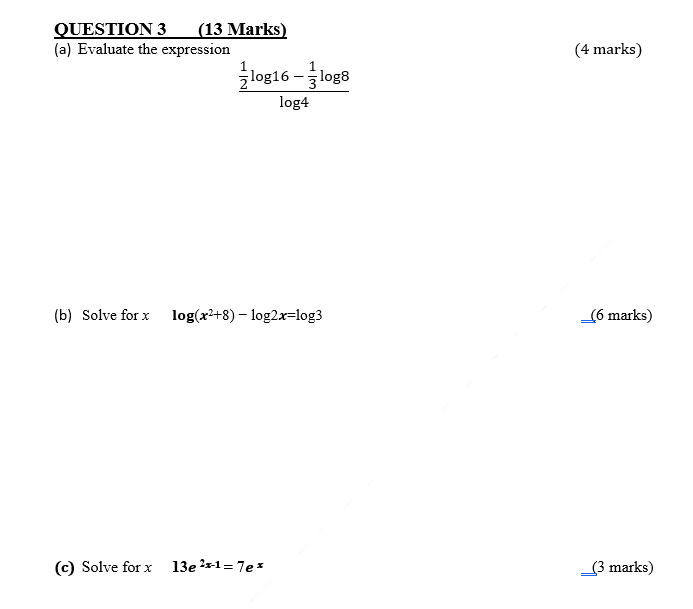 Solved 4 Marks Question 3 13 Marks A Evaluate The 