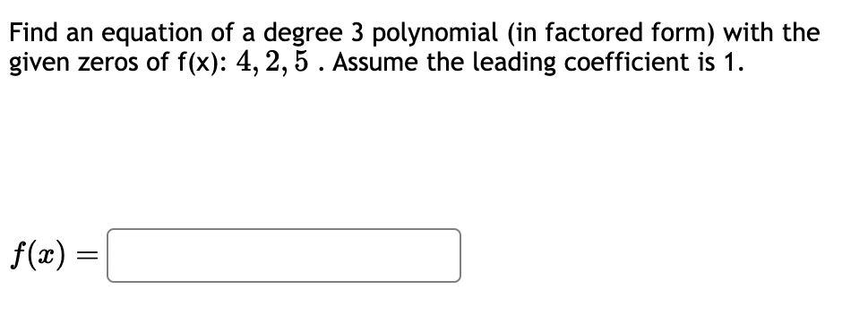 Solved Find An Equation Of A Degree 3 Polynomial In
