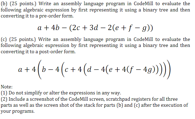Solved (b) (25 points.) Write an assembly language program | Chegg.com
