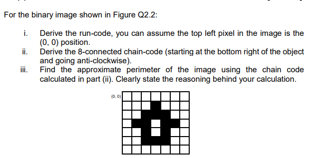 For the binary image shown in Figure Q2.2: i. Derive | Chegg.com