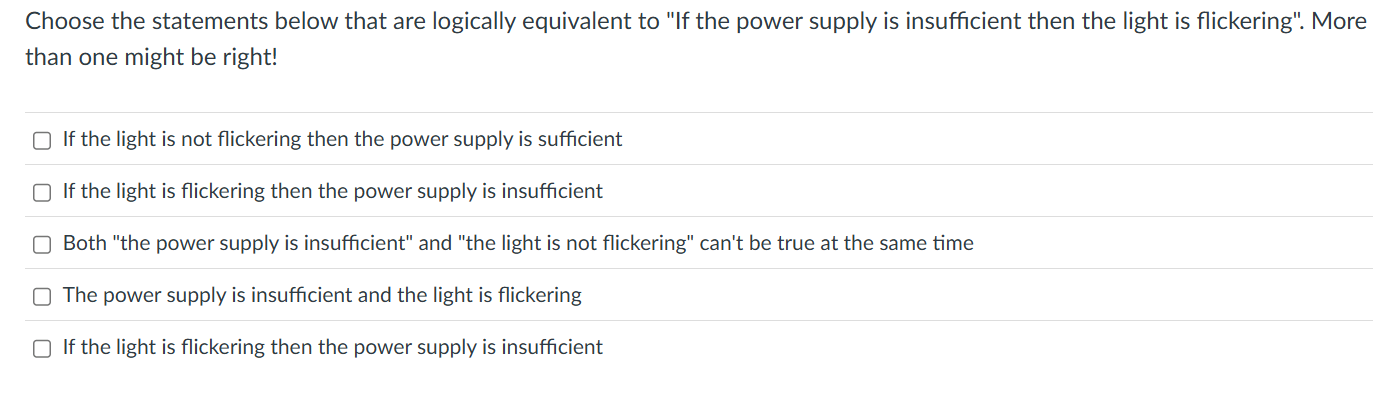 Solved Choose the statements below that are logically | Chegg.com