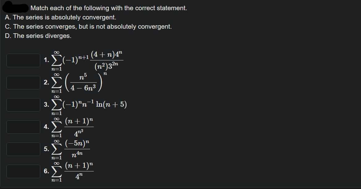 Solved Match each of the following with the correct | Chegg.com