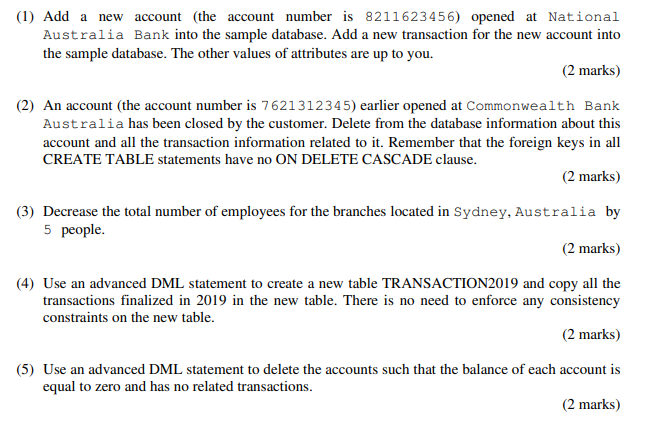 Solved CREATE TABLE BANK( bank_name VARCHAR(50) NOT NULL, /* | Chegg.com