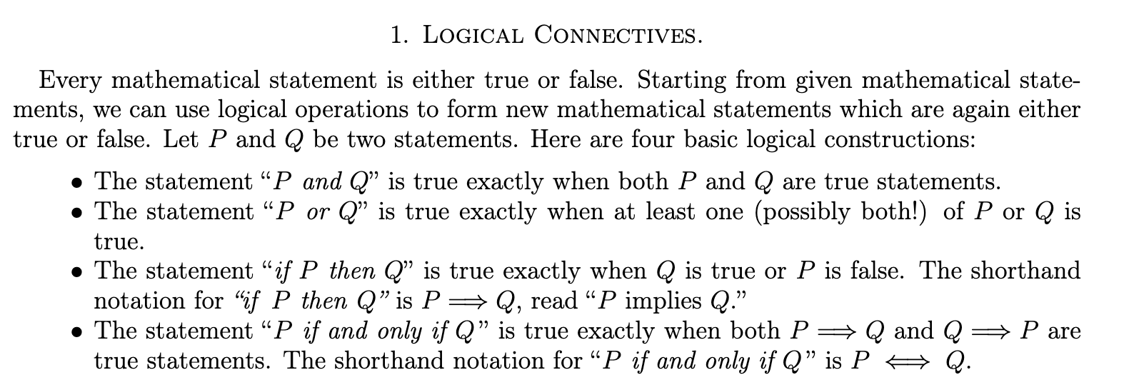 Solved 1. Logical Connectives. Every mathematical statement | Chegg.com