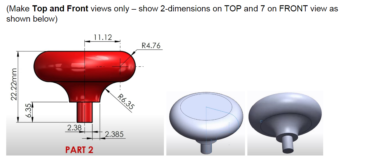 (Make Top and Front views only - ﻿show 2-dimensions | Chegg.com