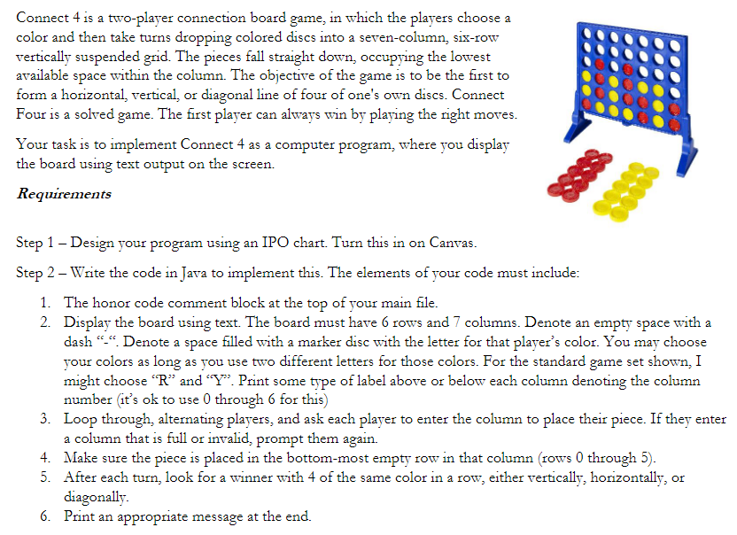 Solved Connect 4 is a two-player connection board game, in | Chegg.com