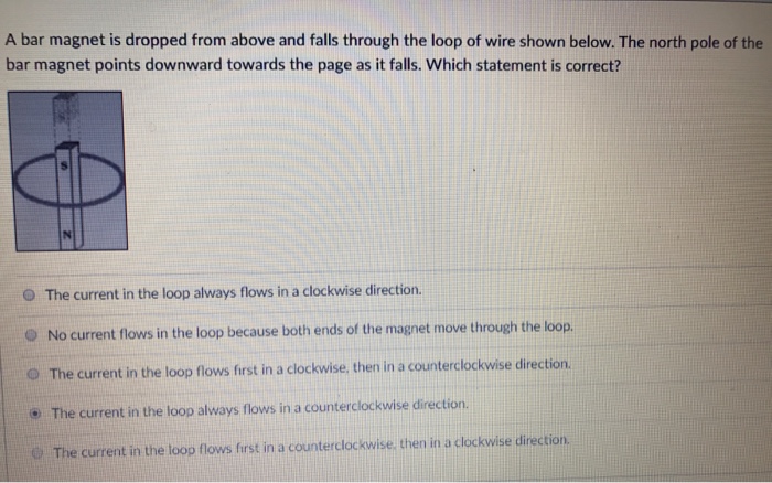 Solved A bar magnet is dropped from above and falls through | Chegg.com