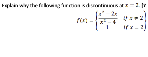 Solved Explain why the following function is discontinuous | Chegg.com