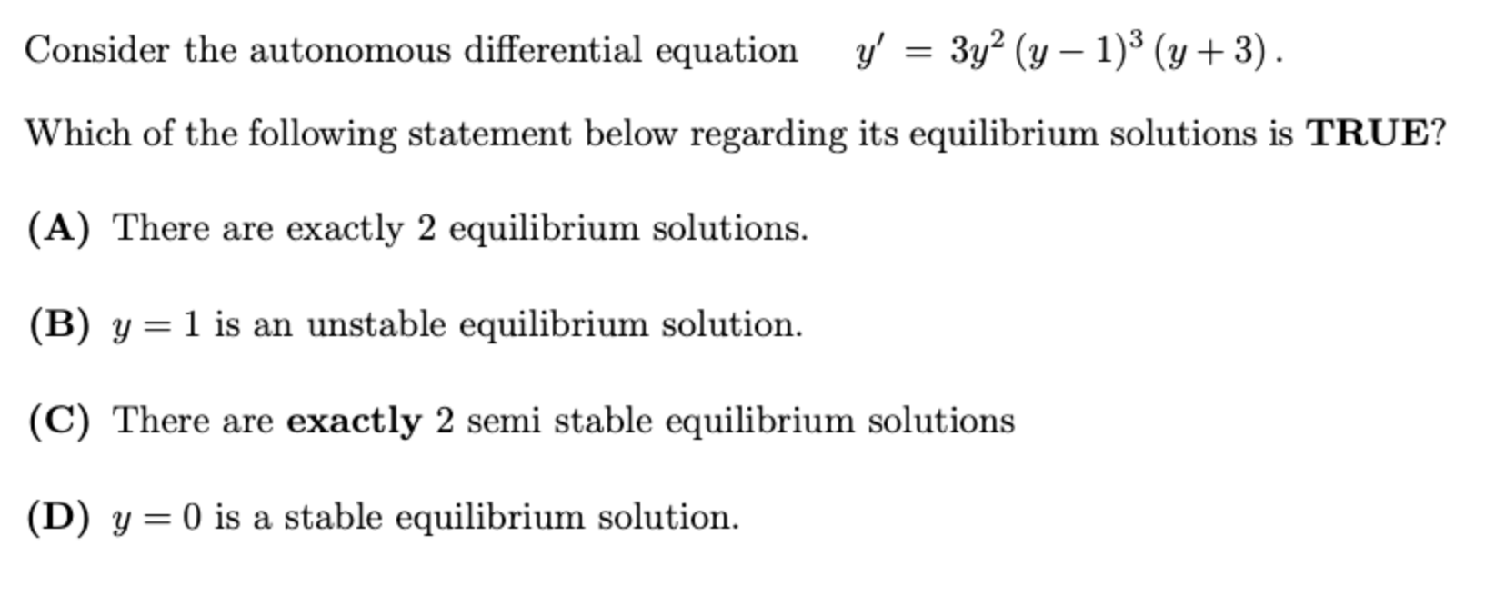 Solved Consider the autonomous differential equation y' = | Chegg.com