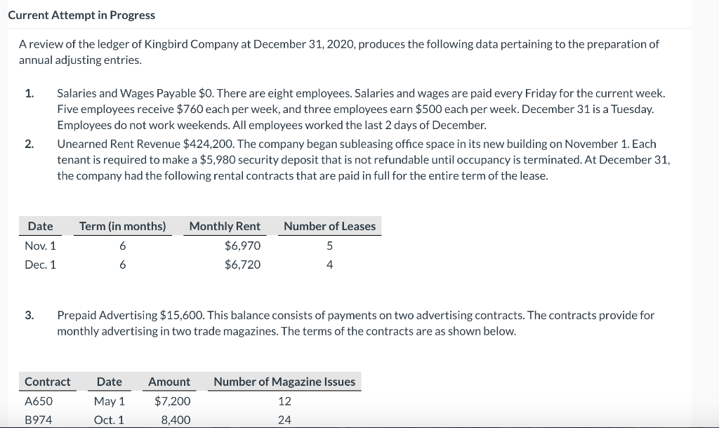Solved Current Attempt in Progress A review of the ledger of | Chegg.com