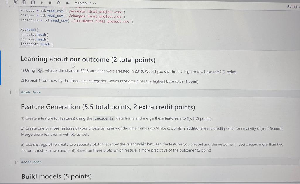 . Python + XD Markdown arrests = pd. | Chegg.com