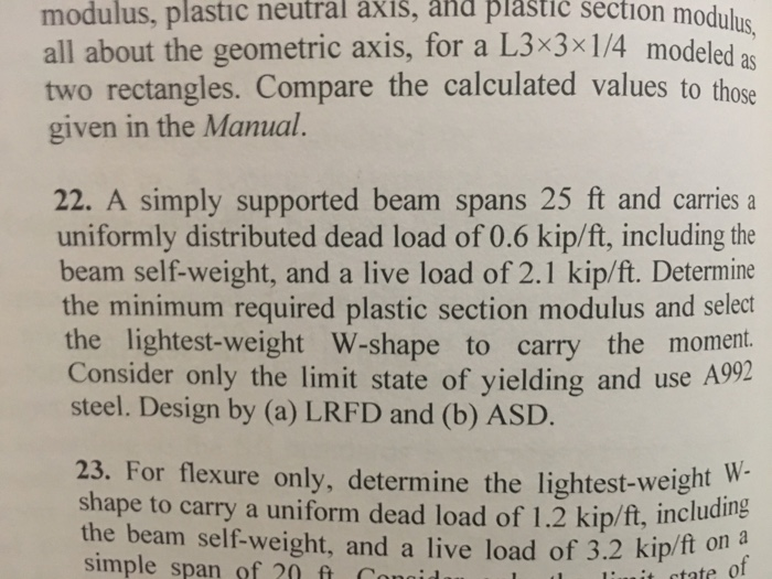 Solved modulus plastic neutral axis , and plastic section , | Chegg.com