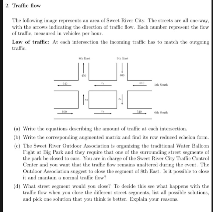 Solved 2. Traffic flow The following image represents an | Chegg.com