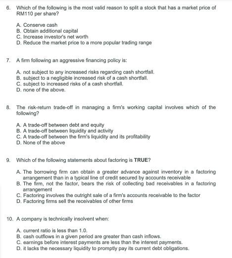 Solved 6. Which of the following is the most valid reason to | Chegg.com