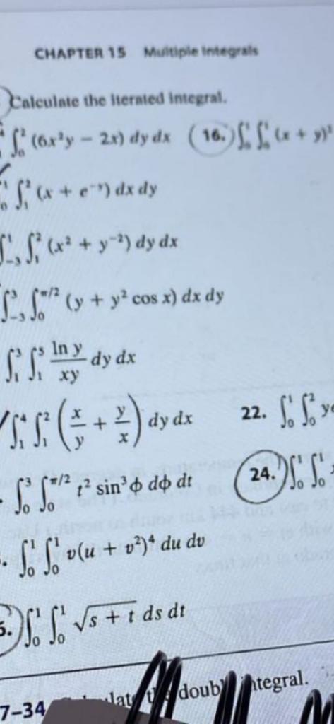 CHAPTER 15 Multiple integrals Calculate the lternted | Chegg.com