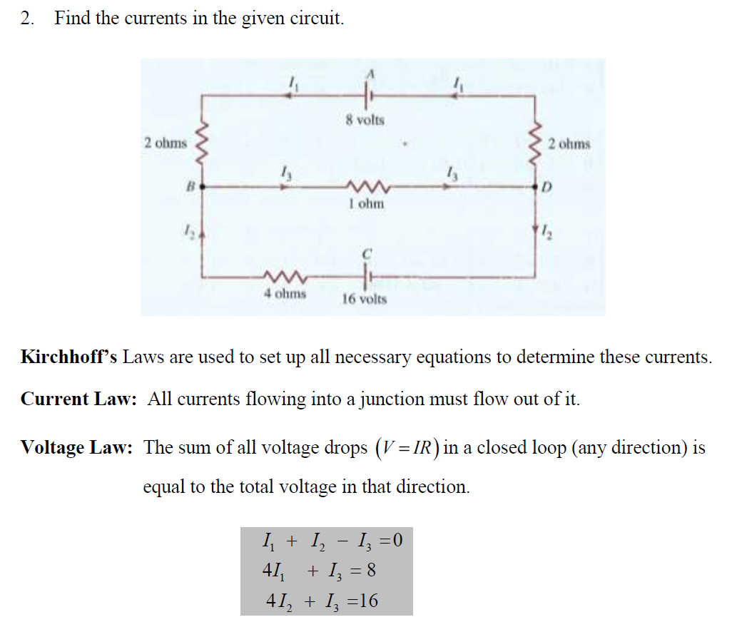 2. Find the currents in the given circuit. | Chegg.com