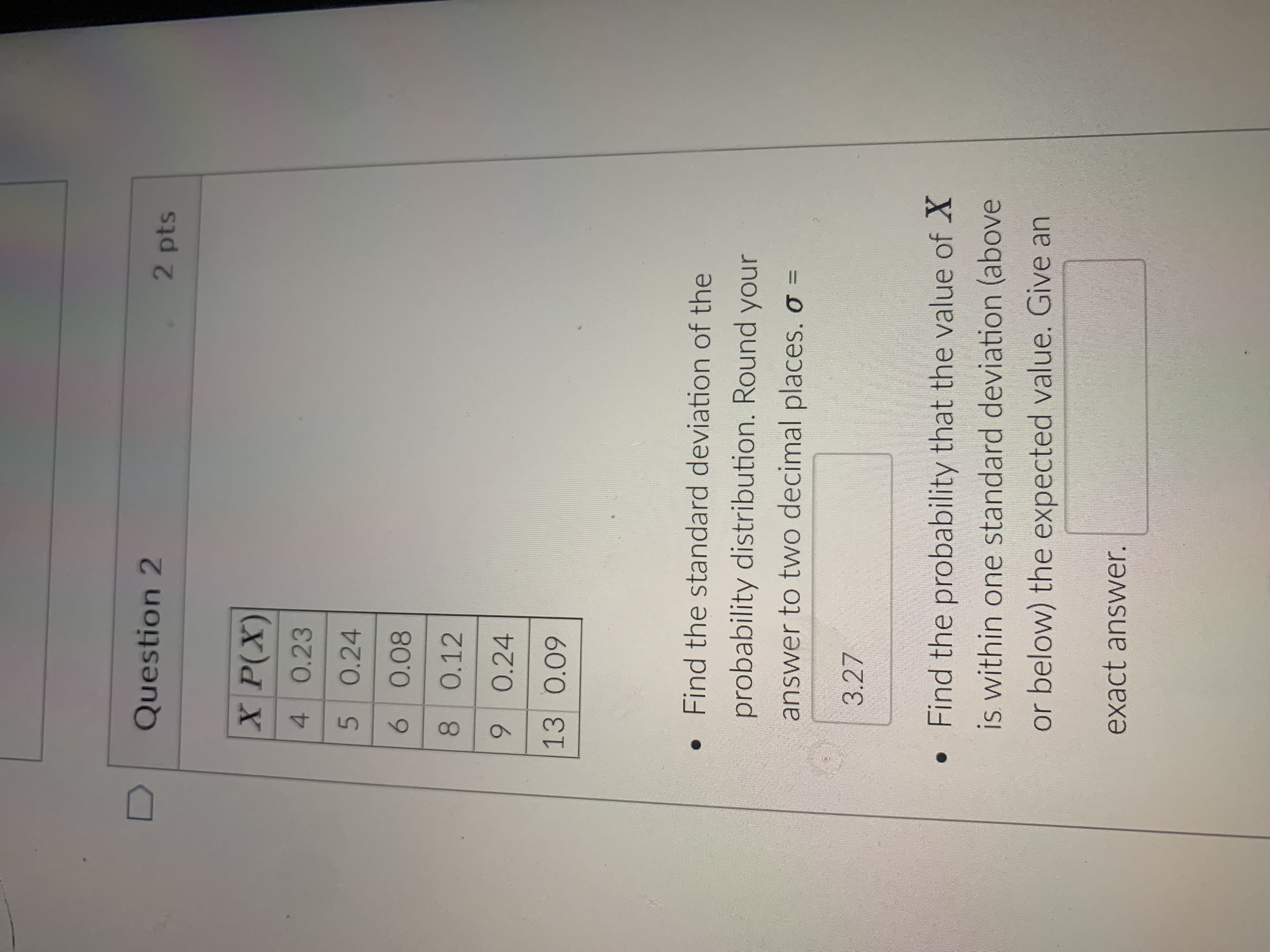 Solved Question 2- ﻿Find the standard deviation of the | Chegg.com