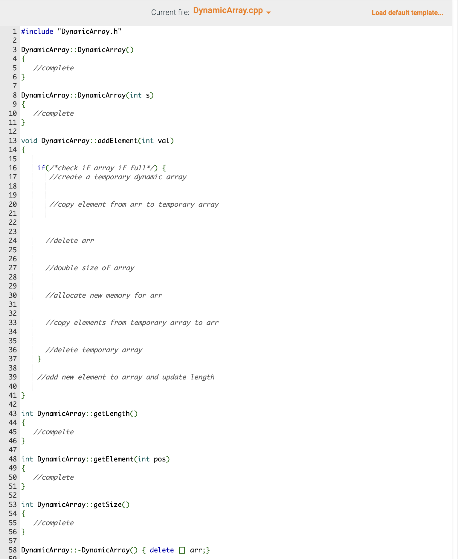 Solved A template is already provided for you to create a | Chegg.com Solved A template is already provided for you to create a | Chegg.com
