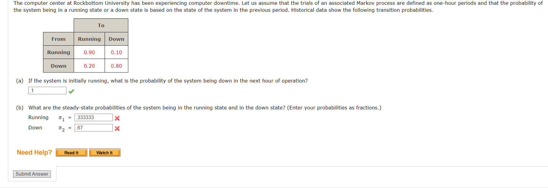 Solved the system being in a running state or a down state | Chegg.com