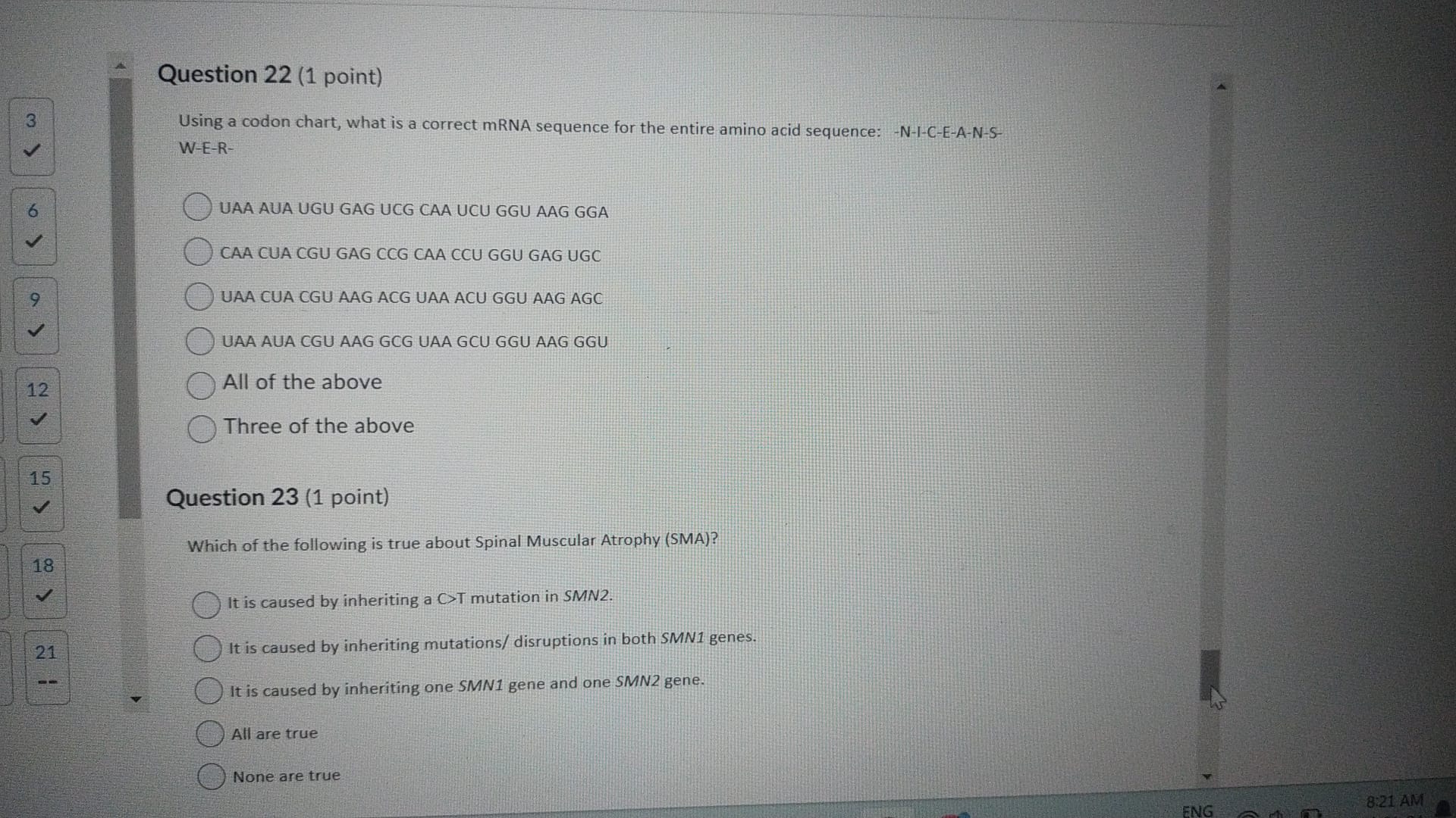 Solved Question 21 (1 ﻿point)An amino acid contains the | Chegg.com