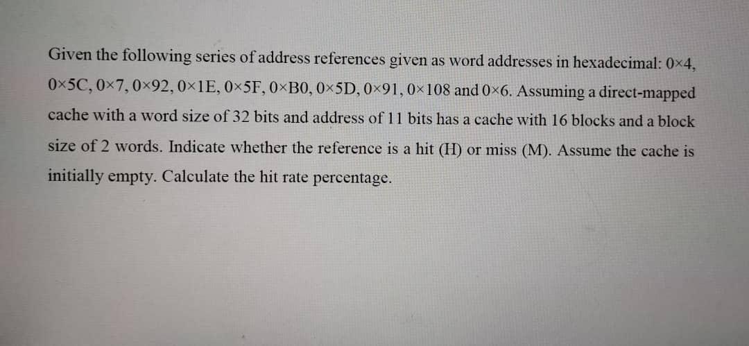 Solved Given the following series of address references | Chegg.com