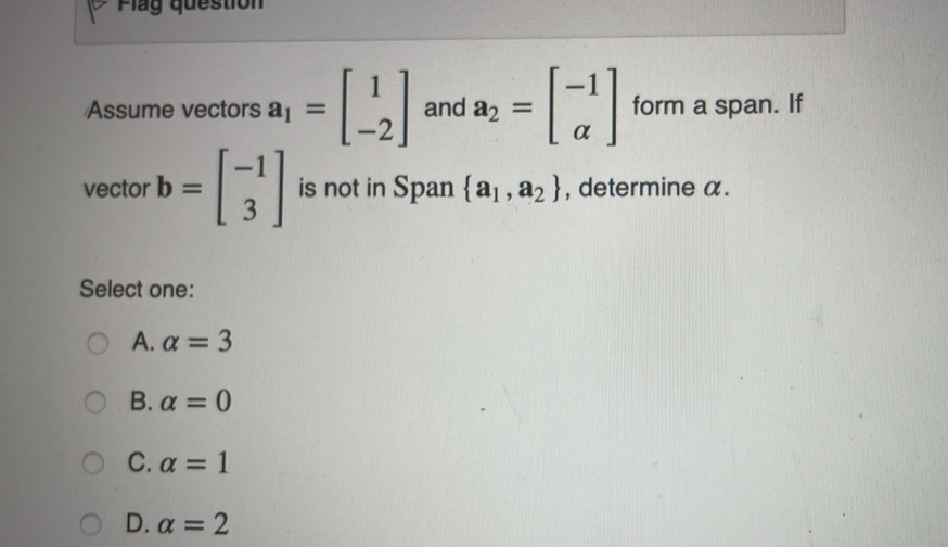 Solved lag 94 Assume vectors ay = [-2.] and a2 = [a] Coment | Chegg.com