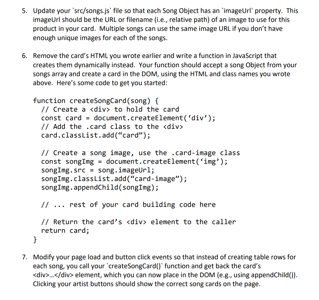 Solved continue to iterate on your previous work Music App | Chegg.com