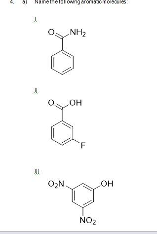 Solved a a) Name the following aromatic molecules: NH2 jj. | Chegg.com