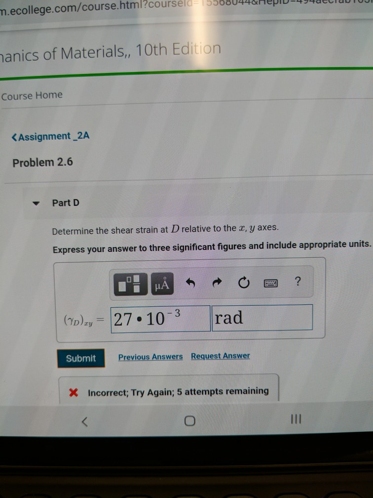 Solved Mechanics of Materials,, 10th Edition Hi, Mauro Sign | Chegg.com