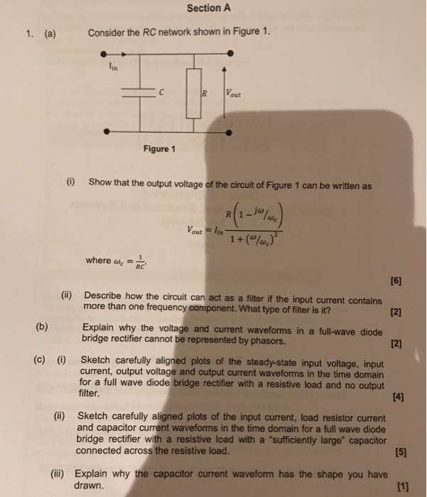 Solved Section A Consider the RC network shown in Figure 1. | Chegg.com
