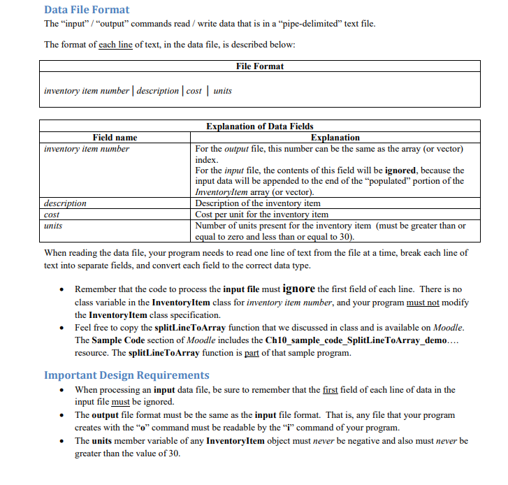 Solved Inventory Application Program This project involves | Chegg.com
