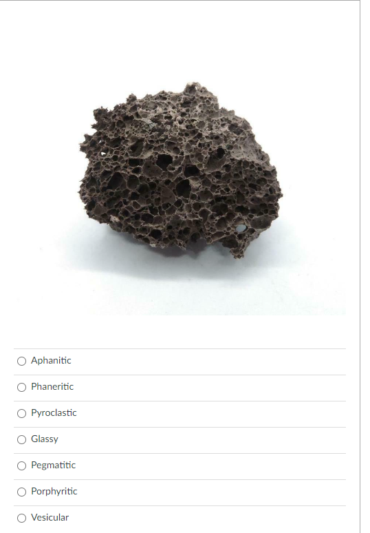 Solved Aphanitic Phaneritic Pyroclastic Glassy Pegmatitic | Chegg.com