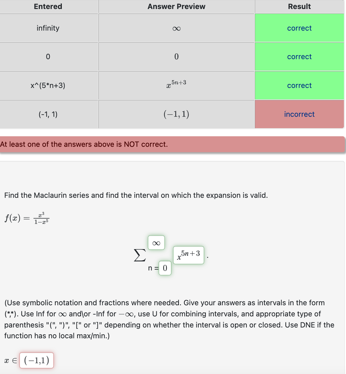 Solved At least one of the answers above is NOT correct. | Chegg.com