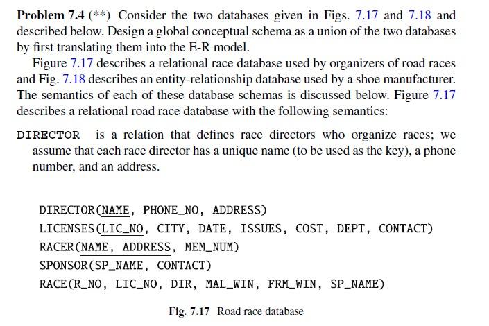 Solved Problem 7.4(∗∗) Consider the two databases given in | Chegg.com