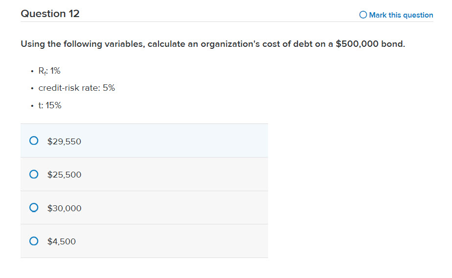 Solved Question 12 O Mark this question Using the following | Chegg.com