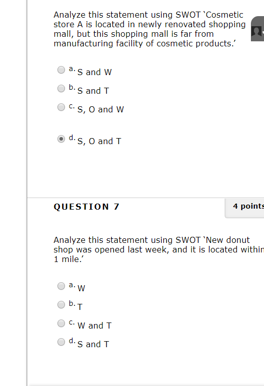 Solved Analyze this statement using SWOT 'Cosmetic store A | Chegg.com