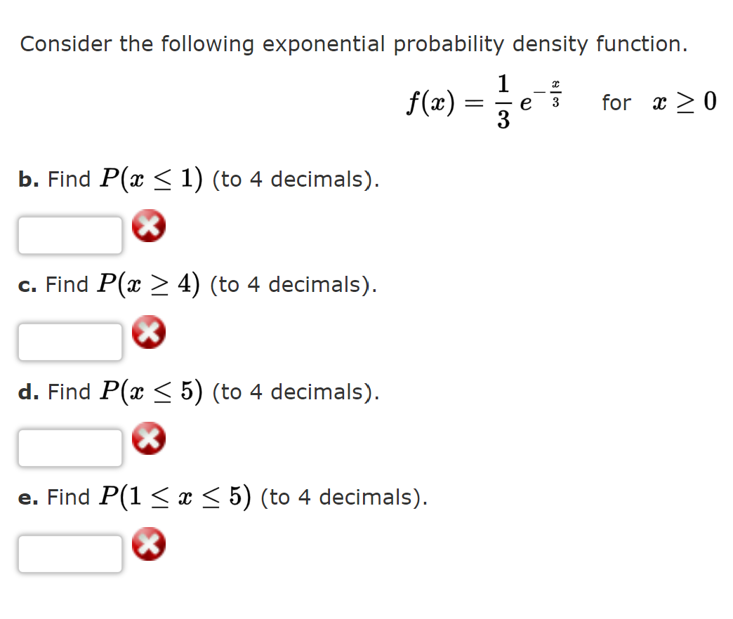 Solved Consider the following exponential probability | Chegg.com