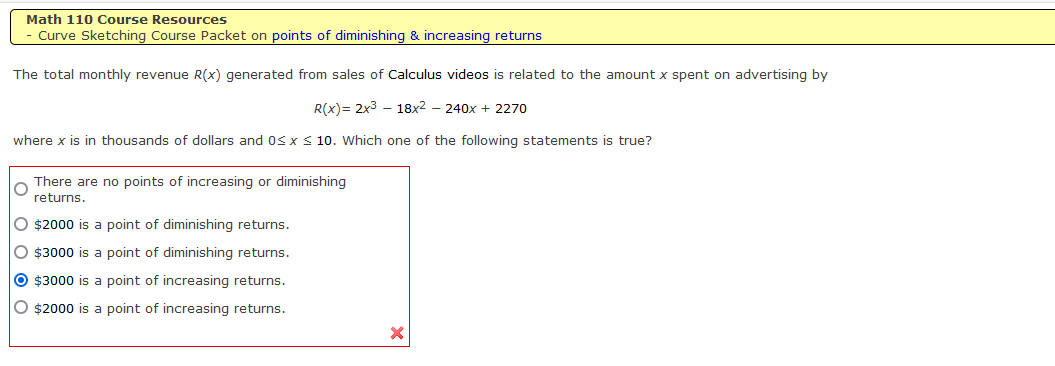 Solved Math 110 Course Resources - Curve Sketching Course | Chegg.com