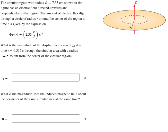 Solved The circular region with radius R=7.55 cm shown in | Chegg.com