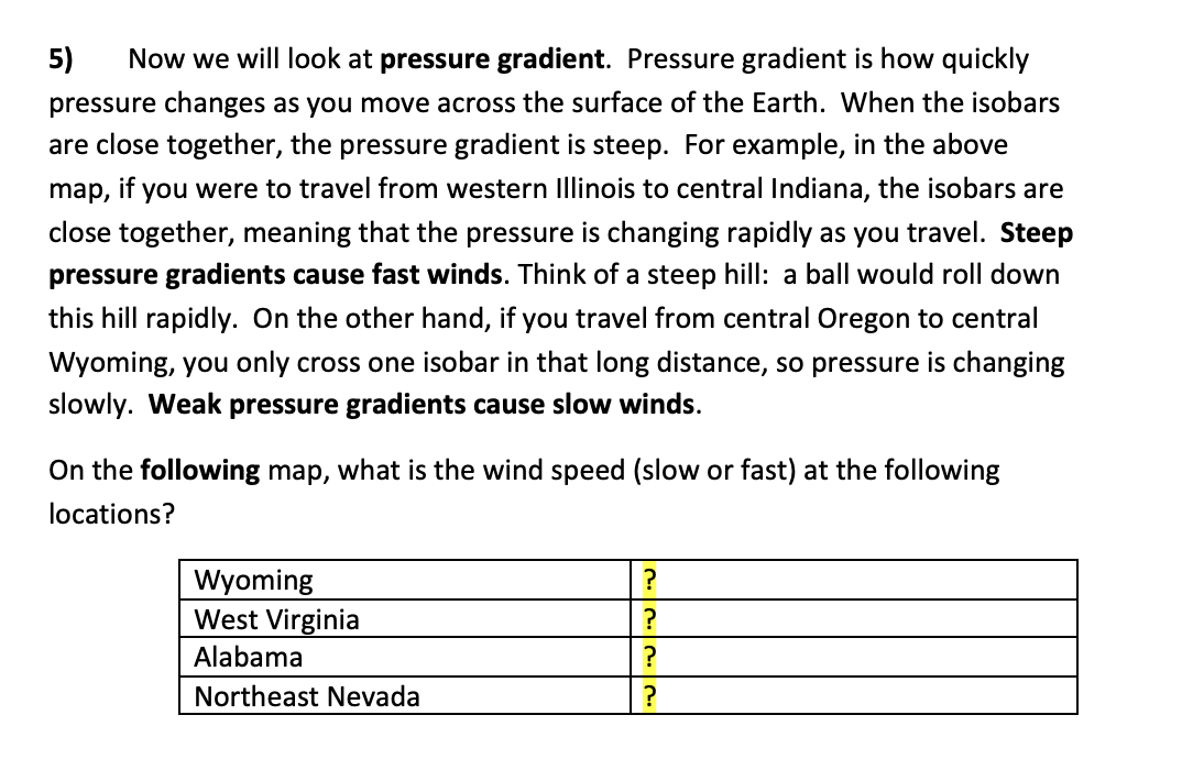 Solved 5) Now we will look at pressure gradient. Pressure | Chegg.com