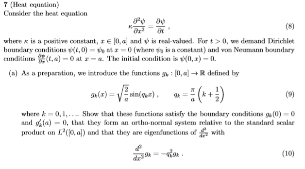 Solved 7 (Heat equation) Consider the heat equation apa Kaxa | Chegg.com