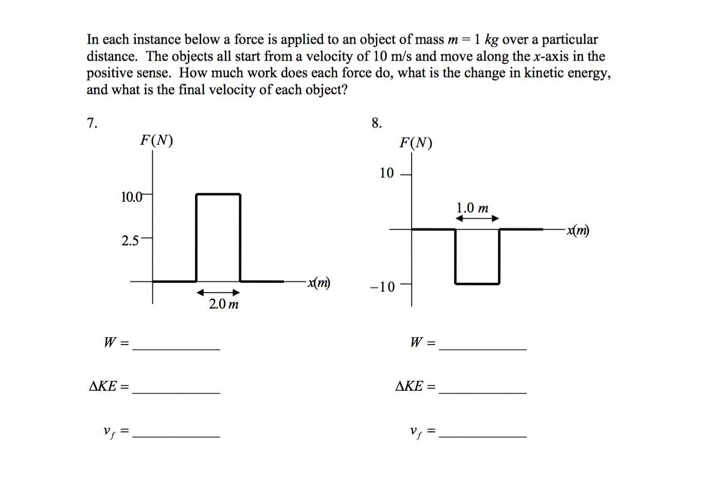 Solved In each instance below a force is applied to an | Chegg.com