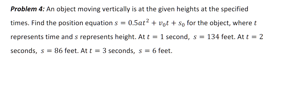 Solved Problem 4: An object moving vertically is at the | Chegg.com