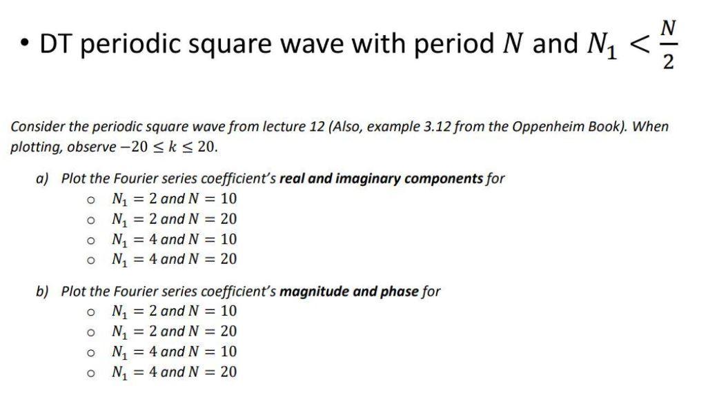DT periodic square wave with period N and Ni