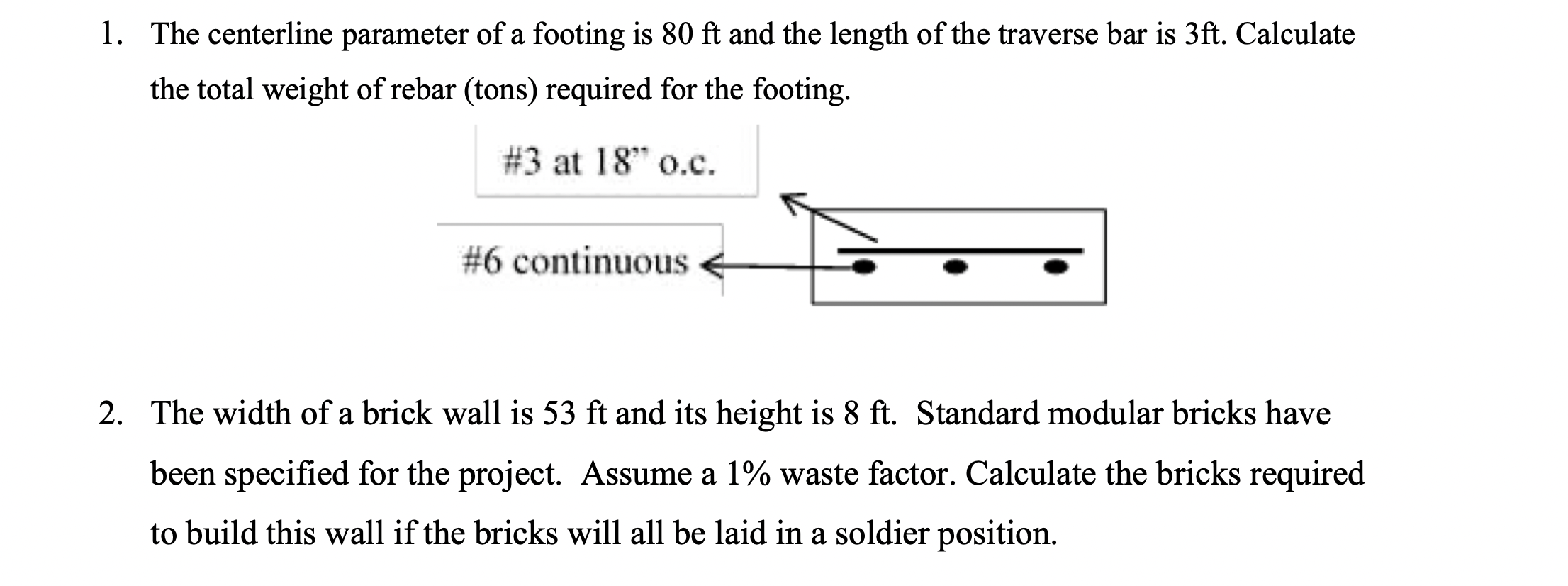 Solved 1. The centerline parameter of a footing is 80 ft and | Chegg.com