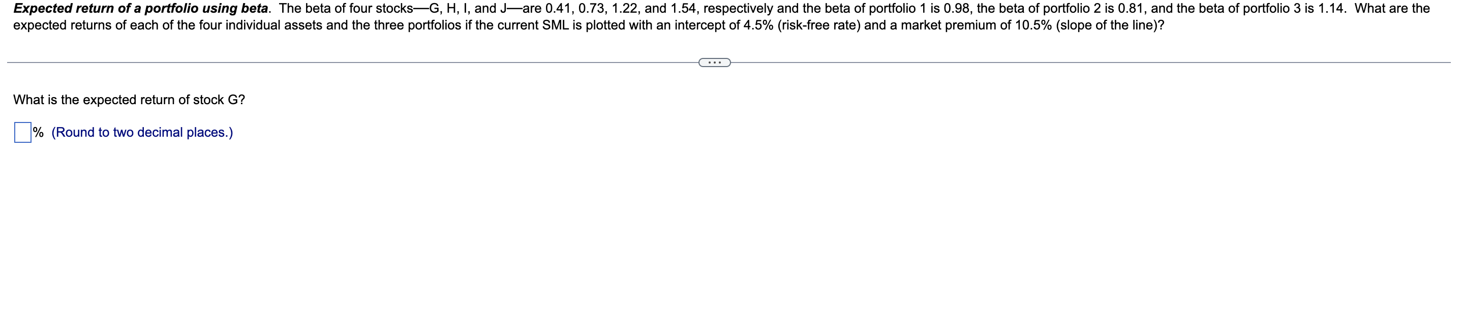 Solved Expected return of a portfolio using beta. The beta | Chegg.com