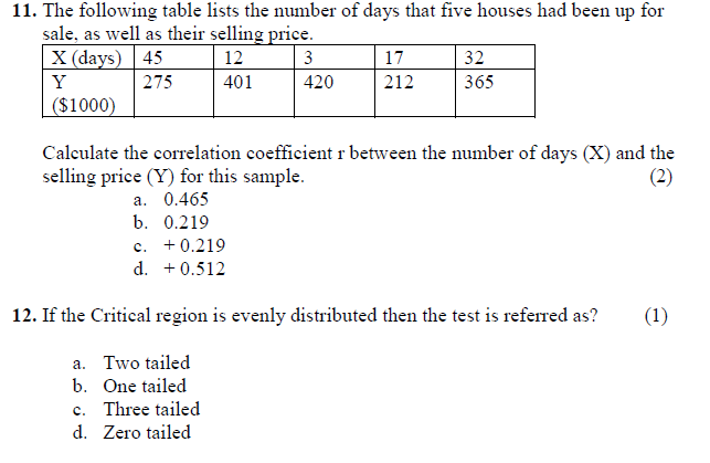 Solved 11. The following table lists the number of days that | Chegg.com
