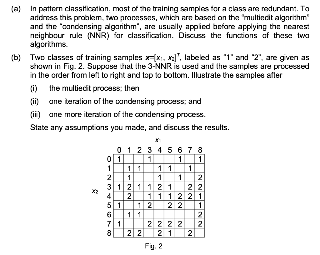 Solved (a) In pattern classification, most of the training | Chegg.com